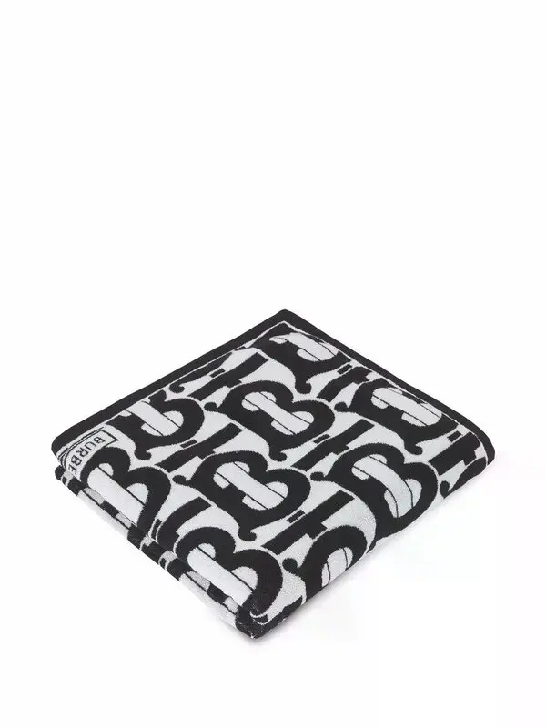 Burberry Monogram-pattern Jacquard Cotton Bath Towel