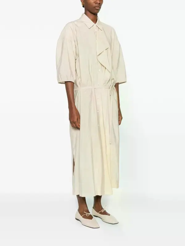 LEMAIRE Asymmetrical Shirt Dress In Dry Silk - Neutrals