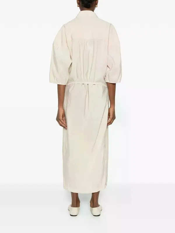 LEMAIRE Asymmetrical Shirt Dress In Dry Silk - Neutrals