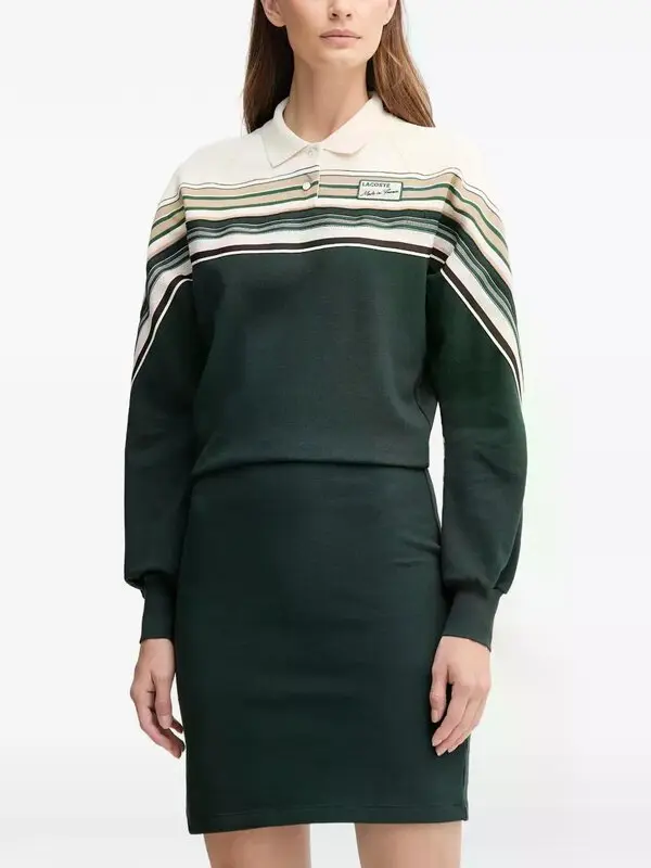 Lacoste Striped Collared Midi Dress