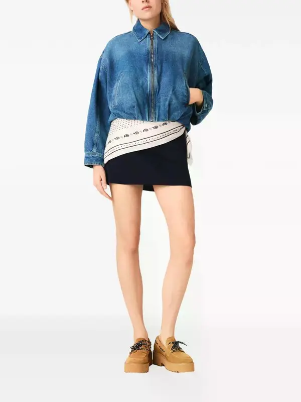Maje Zip-up Denim Bomber Jacket