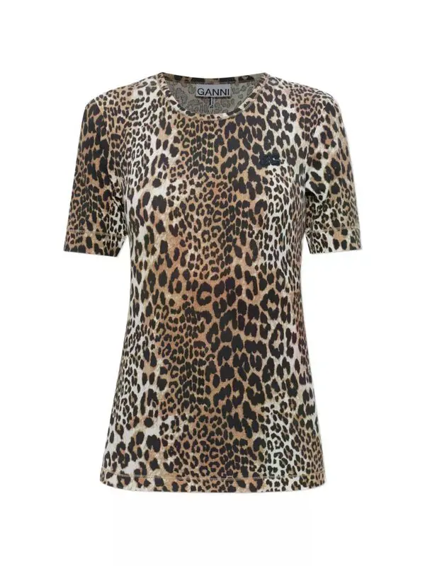 GANNI Leopard-print T-shirt - Neutrals