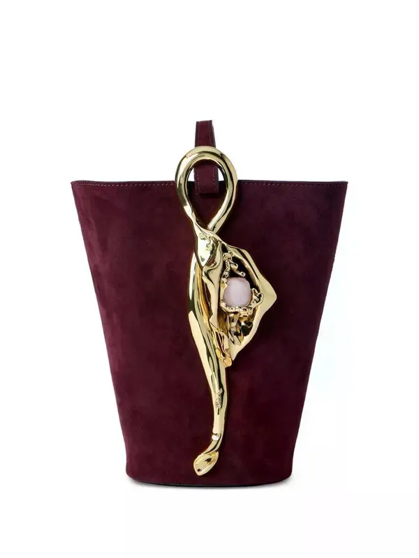 Chloé Sculptural Handle Suede Clutch