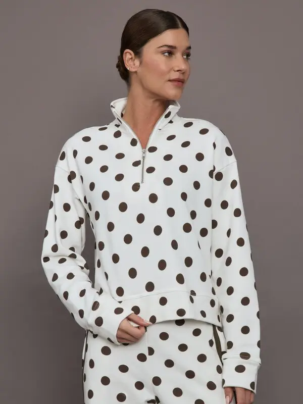 Carbon38 Polka Dot Half Zip Sweatshirt