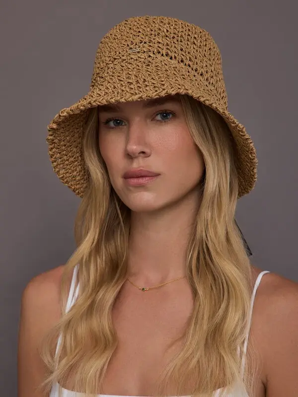 Eugenia Kim Crochet Bucket Hat - Camel