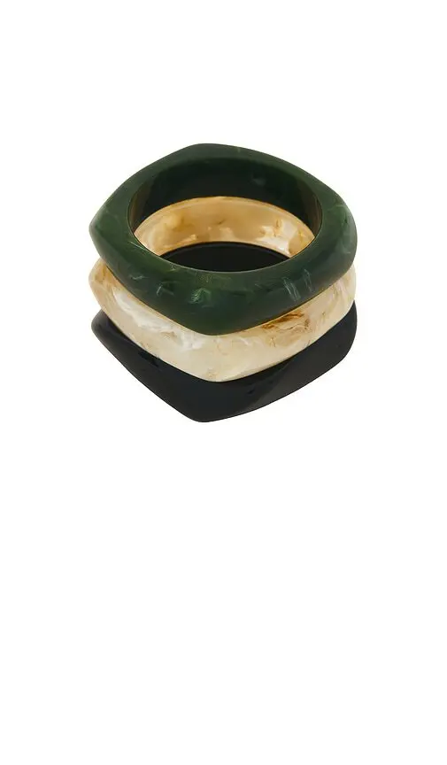 PETIT MOMENTS Party Cuff Set Of 3 - Beige  Green & Black