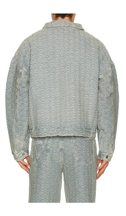 RYOKO RAIN Seigaiha Jacquard Denim Work Jacket