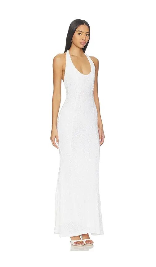 Guizio Scarf Open Neck Dress - Ivory | Editorialist