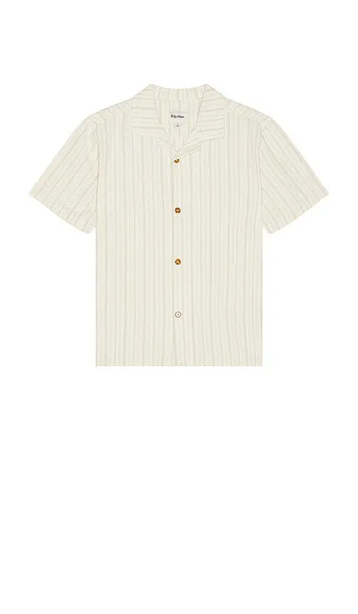 RHYTHM Vacation Stripe Shirt In White - Natural