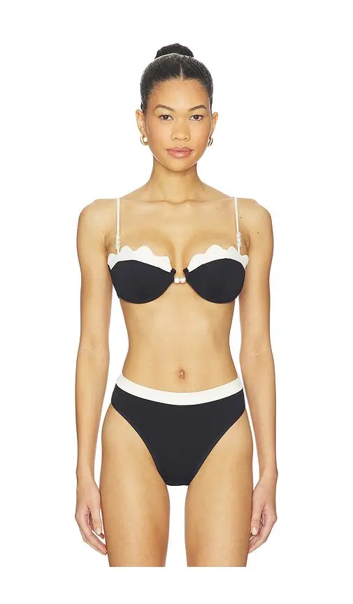 L*Space Sunrise Seashell Bikini Top - Black & Cream