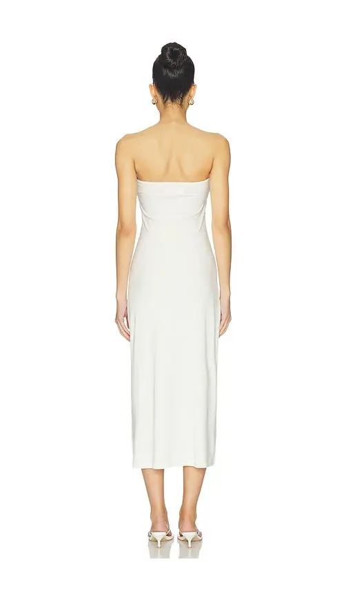 L*Space Strapless Ribbed Jersey Midi Dress With Front Knot Accent - Cream