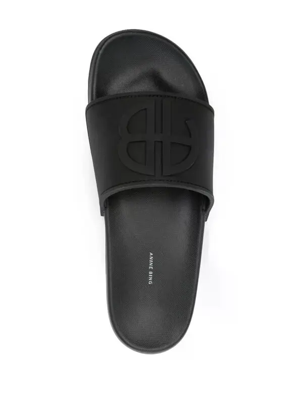 ANINE BING Logo-embossed Slides - Black
