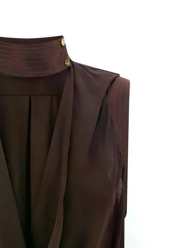 Elisabetta Franchi High-neck Draped Sleeveless Top - Brown