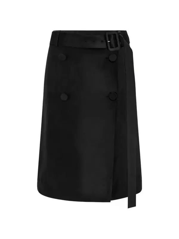 FERRAGAMO Button Belted Midi Skirt - Black