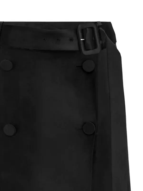 FERRAGAMO Button Belted Midi Skirt - Black