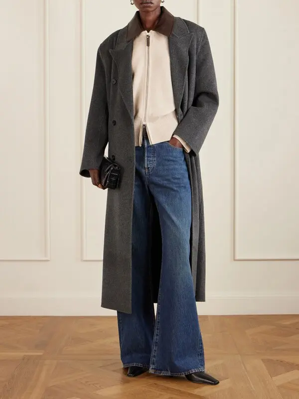 Brandon Maxwell Conrad Leather-trimmed Recycled Cashmere Jacket