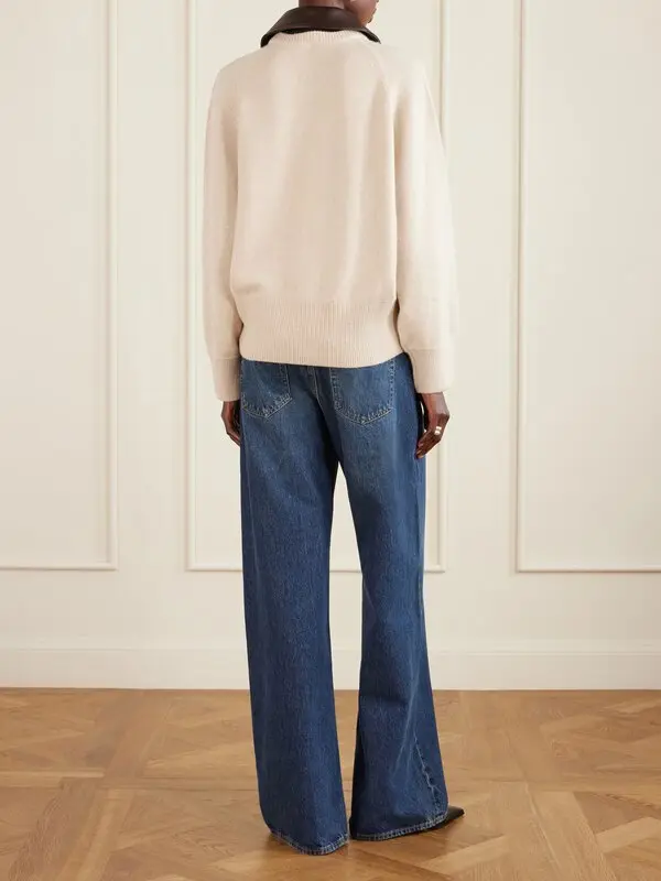 Brandon Maxwell Conrad Leather-trimmed Recycled Cashmere Jacket