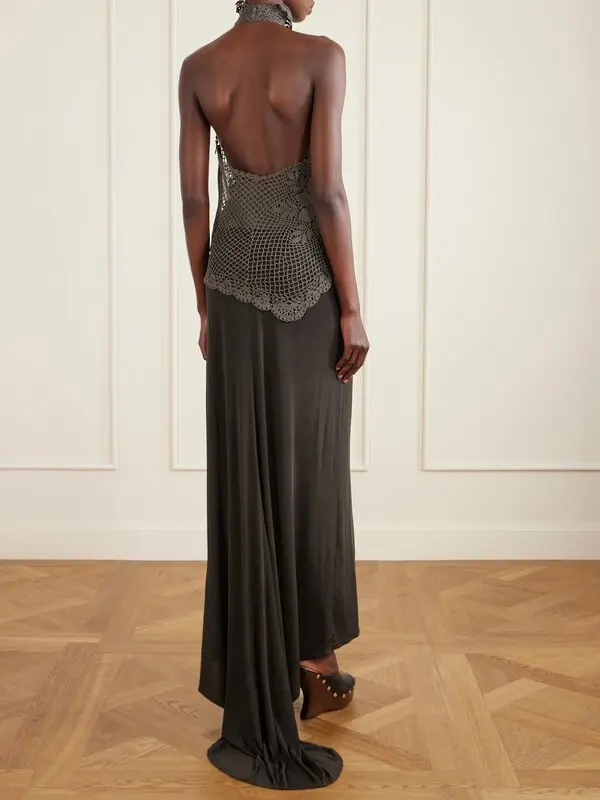 Magda Butrym Asymmetric Crocheted Halterneck Top