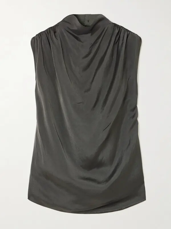 KALLMEYER Penny Draped Satin Top - Gray