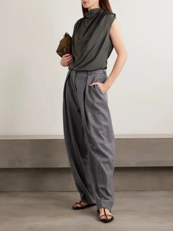 KALLMEYER Penny Draped Satin Top - Gray