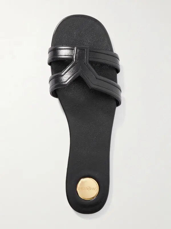 Saint Laurent Mabrouka Leather Slides - Black