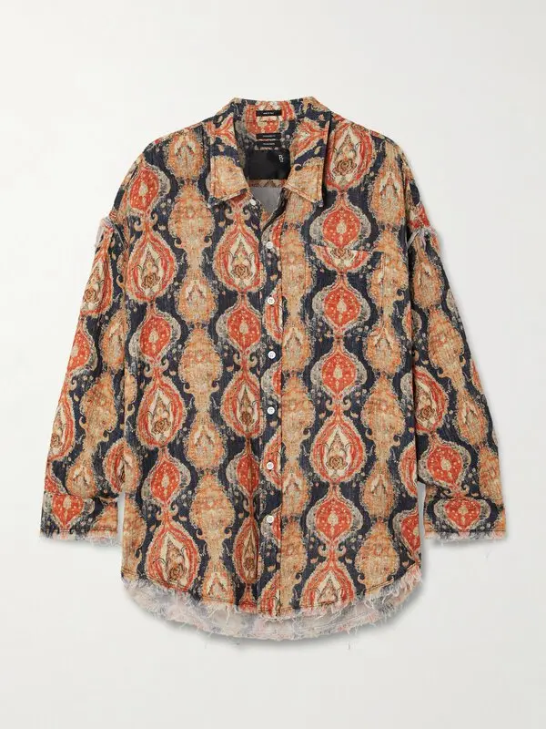 R13 Frayed Printed Shirt