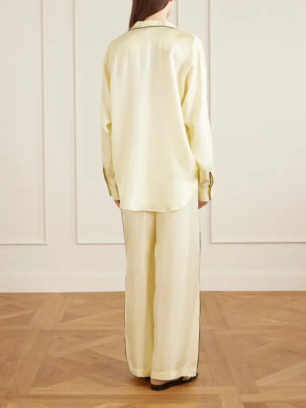 Comme Si Piped Silk-twill Pajama Set