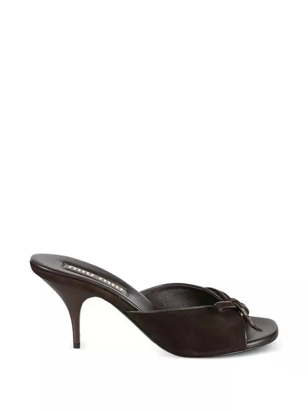 Miu Miu Bow Heeled Sandals - Brown