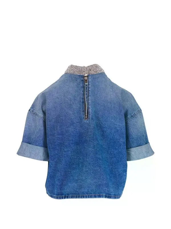 TWP Crystal-embellished Denim Top