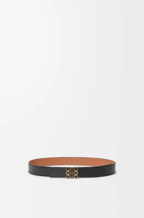 Loewe Reversible Anagram Belt - Tan/black/old Gold