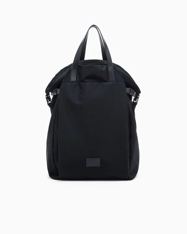 Giorgio Armani Mesh And Leather Backpack - Black