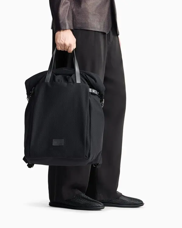 Giorgio Armani Mesh And Leather Backpack