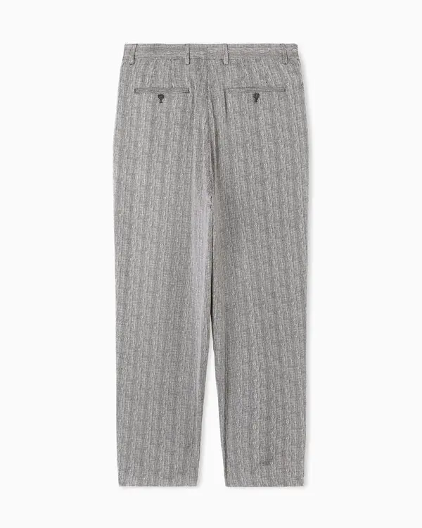 Giorgio Armani Printed Lyocell And Silk Single-pleat Trousers - Black