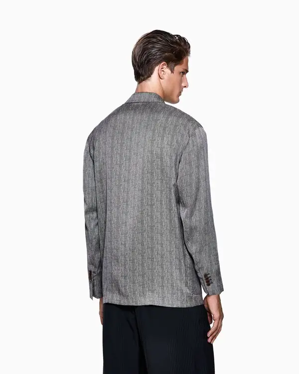 Giorgio Armani Printed Double-breasted Jacket - Black
