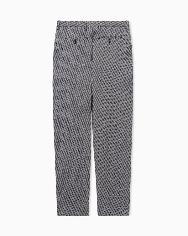 Giorgio Armani Lyocell And Silk Pleated Trousers With Diagonal Print