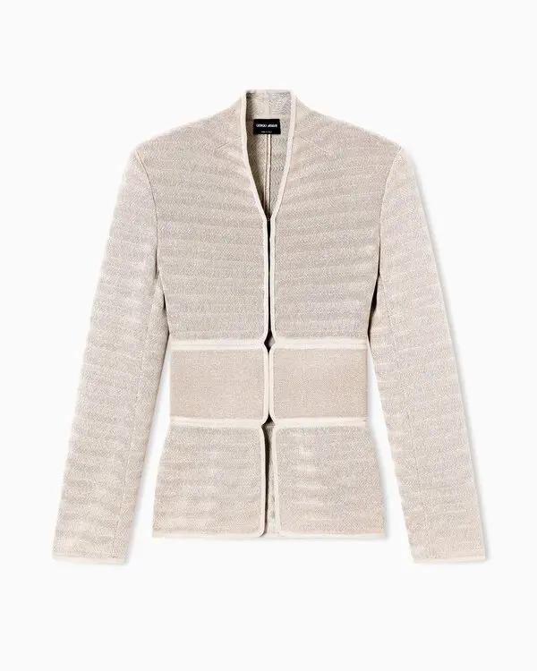 Giorgio Armani Ottoman-effect Viscose-blend Knit Jacket - Beige