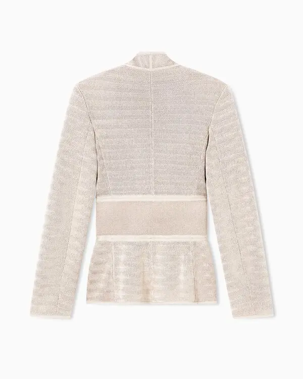 Giorgio Armani Ottoman-effect Viscose-blend Knit Jacket - Beige