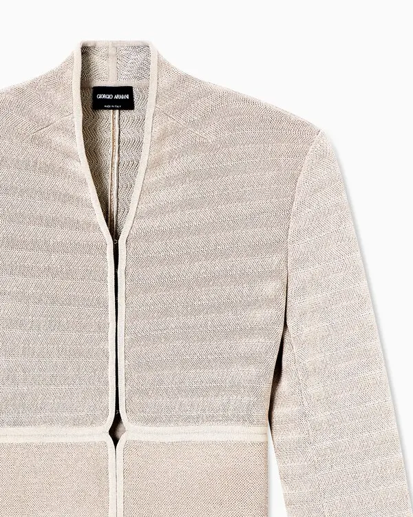 Giorgio Armani Ottoman-effect Viscose-blend Knit Jacket - Beige