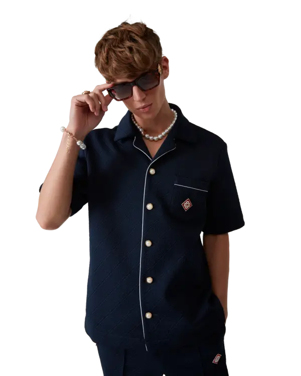 Casablanca Jacquard Monogram Short Sleeve Shirt