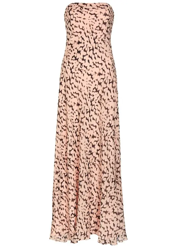Staud Cassie Tortoise-print Silk Maxi Dress
