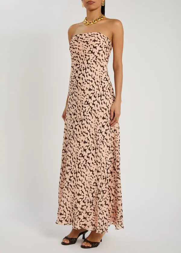 Staud Cassie Tortoise-print Silk Maxi Dress