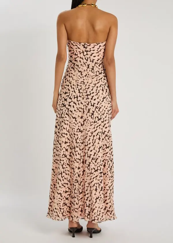 Staud Cassie Tortoise-print Silk Maxi Dress