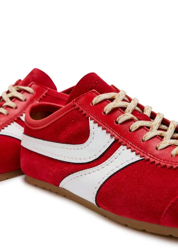 Dries Van Noten Dustin Panelled Suede Sneakers - Red