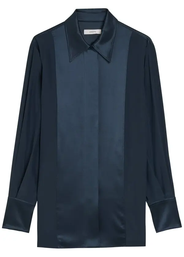 JOSEPH Panelled Silk Blouse - Indigo