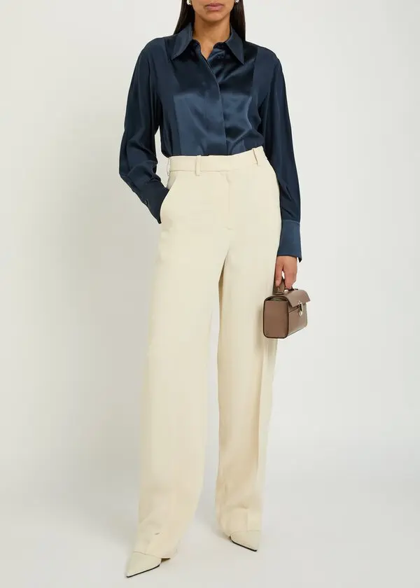 JOSEPH Panelled Silk Blouse - Indigo