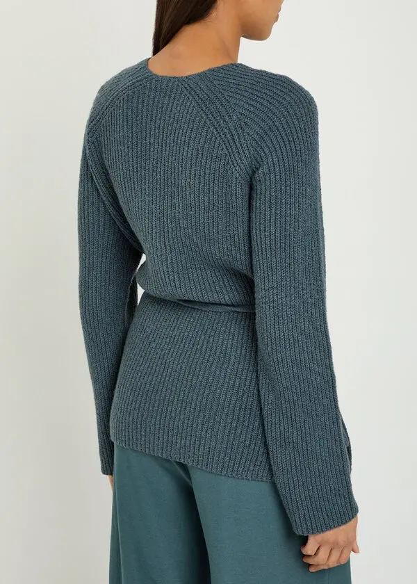 Eileen Fisher Ribbed Cotton-blend Wrap Cardigan