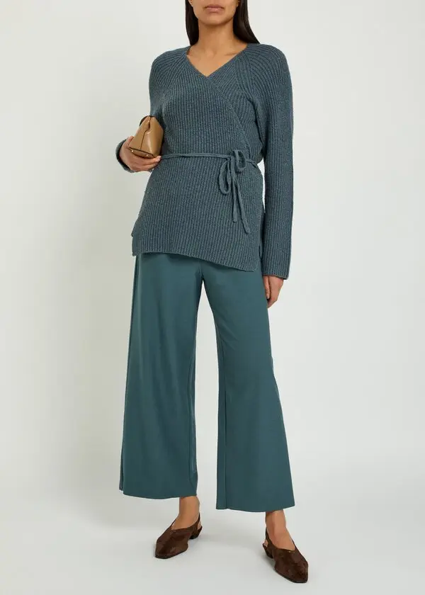 Eileen Fisher Ribbed Cotton-blend Wrap Cardigan
