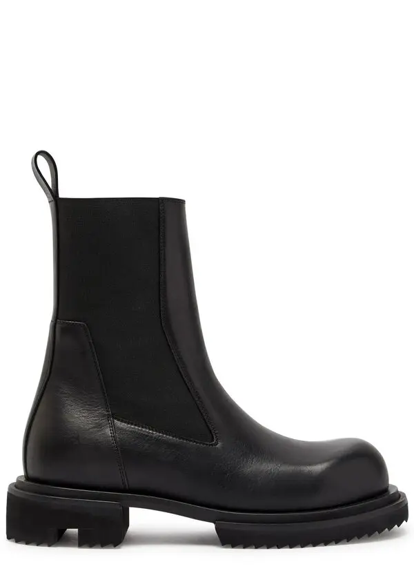 Rick Owens Beatle Gabe Leather Ankle Boots - Black