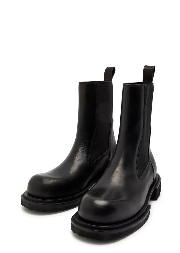 Rick Owens Beatle Gabe Leather Ankle Boots - Black