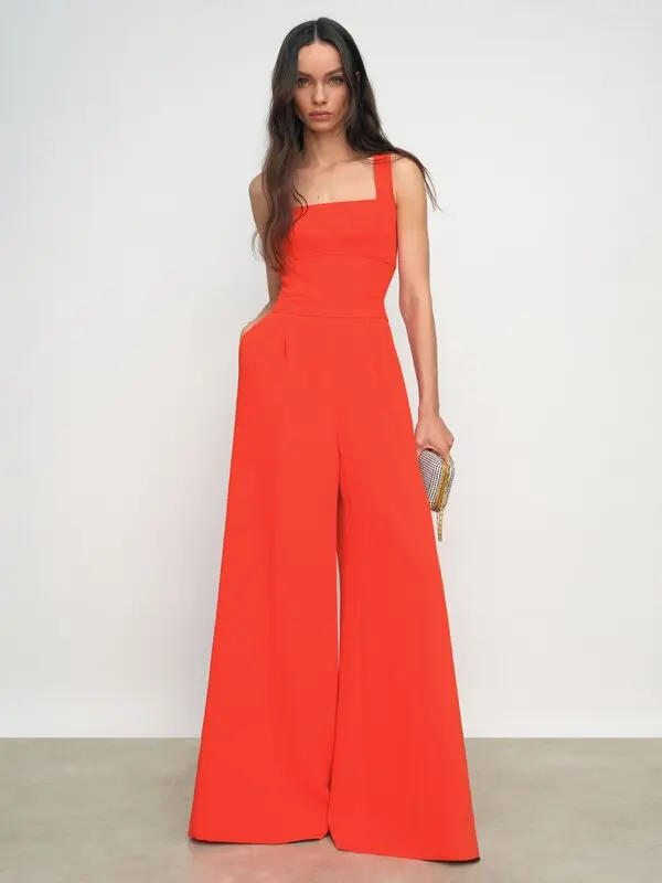 REISS Wide-leg Cut-out Jumpsuit - Orange